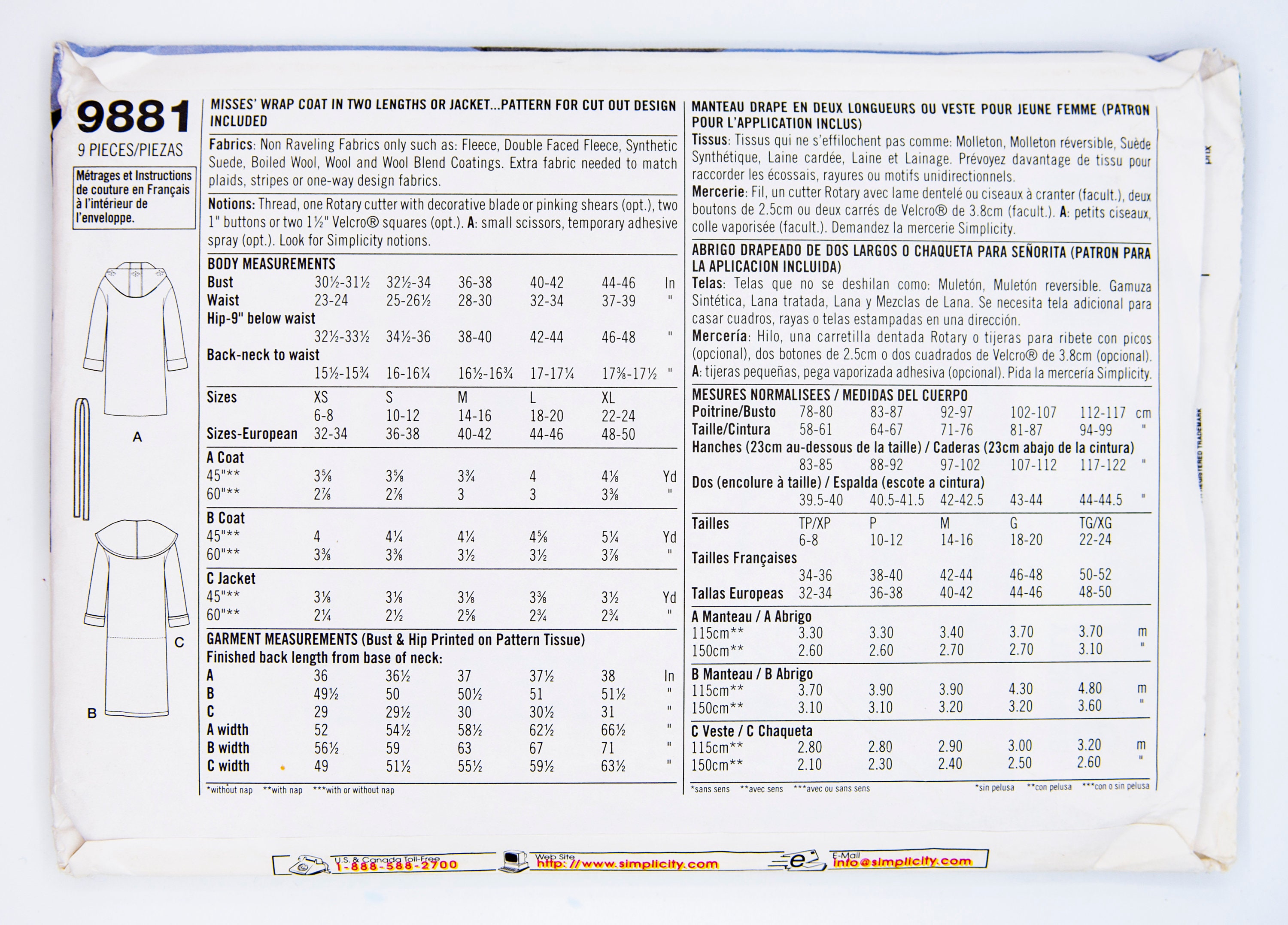 Simplicity Sewing Pattern 9881 Easy to Sew Misses' Wrap - Etsy