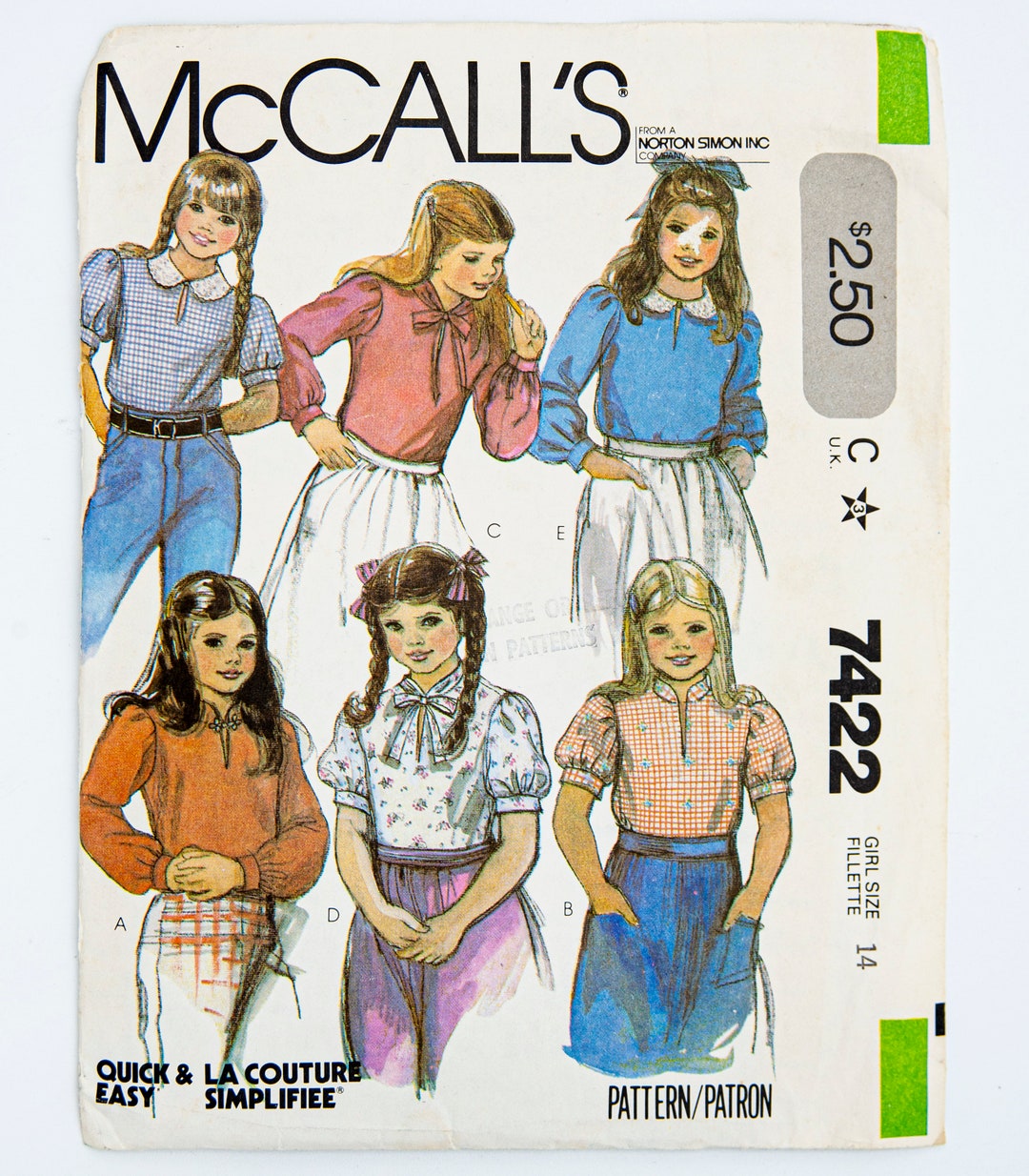 Mccall's Sewing Pattern 7422, Vintage Pattern, Girls' Blouse, Easy to ...