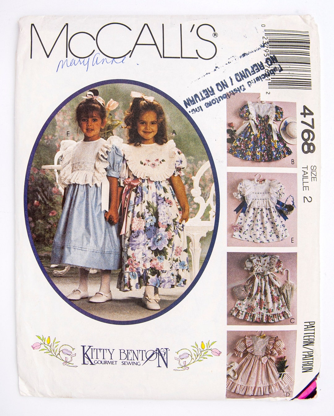 Mccall's Sewing Pattern 4768, Vintage Pattern, Children's/ Girls' Dress ...