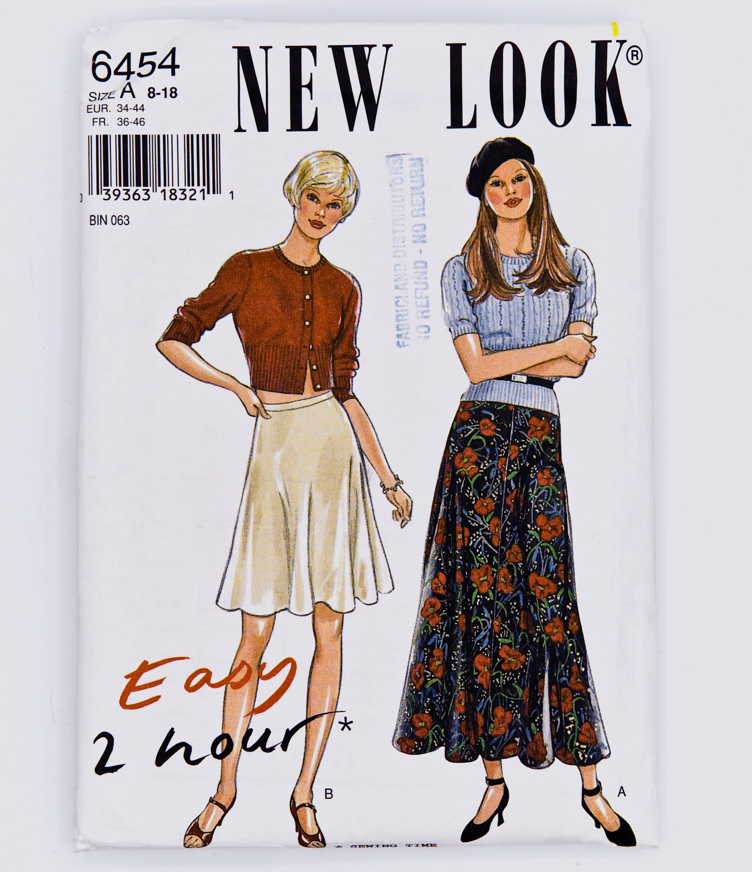 New Look Sewing Pattern 6454, Misses' Skirt, Vintage Pattern, Easy to ...