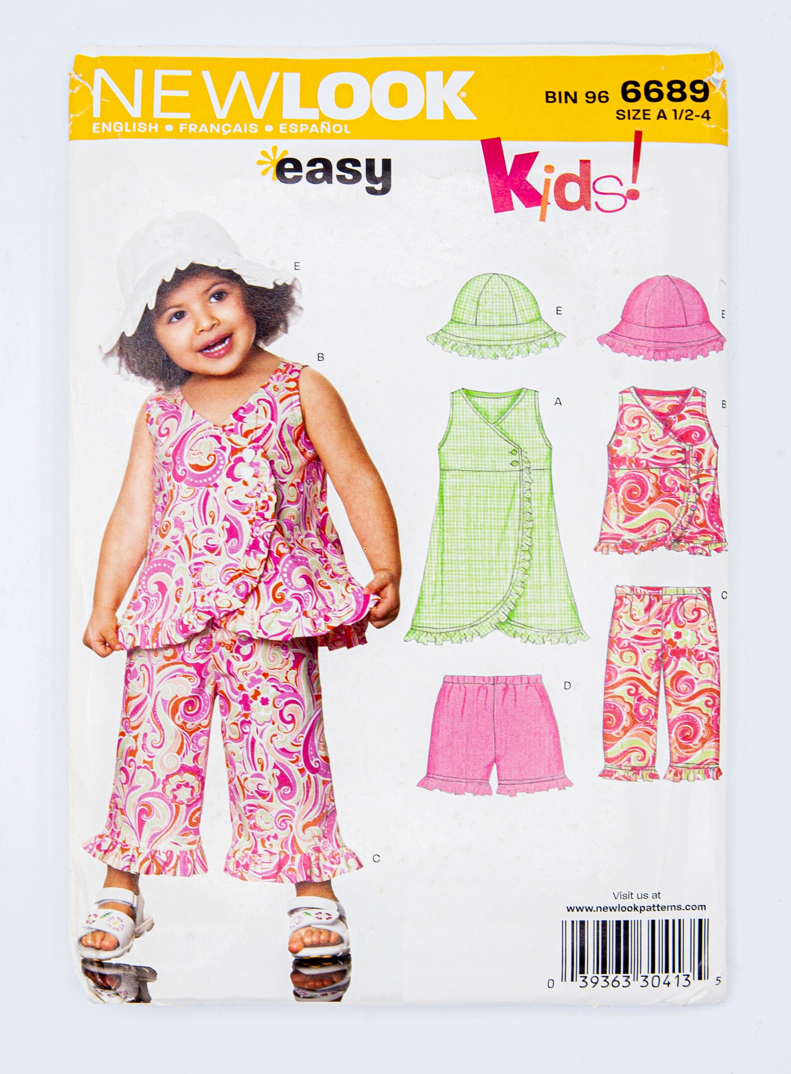 New Look Sewing Pattern 6689, Toddlers' Dress, Top, Shorts, Pants, Hat ...