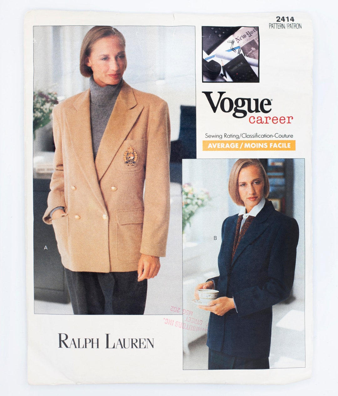Vogue Sewing Pattern 2414, Misses' Jacket, Vintage Pattern, Vogue ...