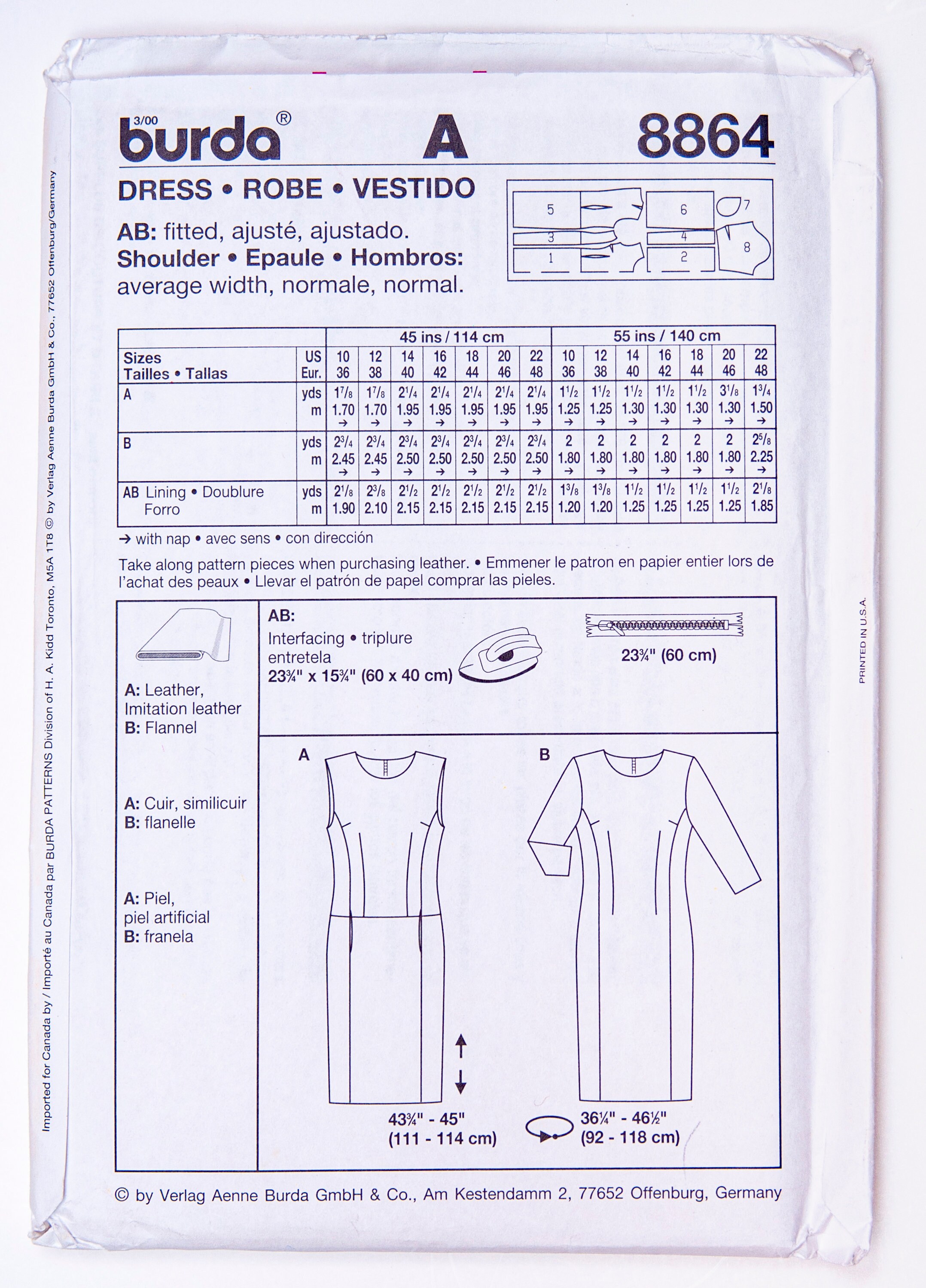 Burda Sewing Pattern 8864, Misses' Robe, Dress, Size 10-22, UNCUT ...