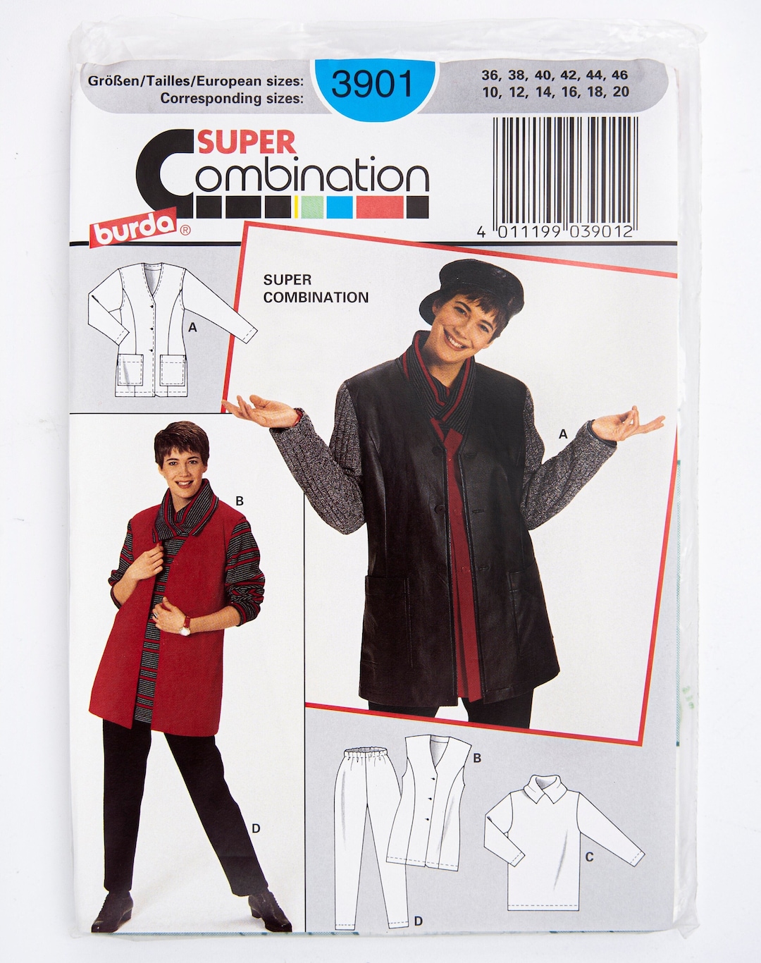 Burda Sewing Pattern 3901, Misses' Jacket, Vest, Pants, Vintage Pattern ...