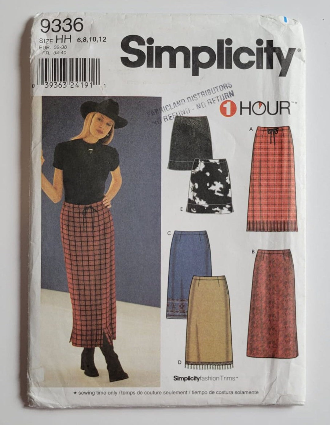 Simplicity Sewing Pattern 9336, Misses Skirts, Easy to Sew, Vintage ...