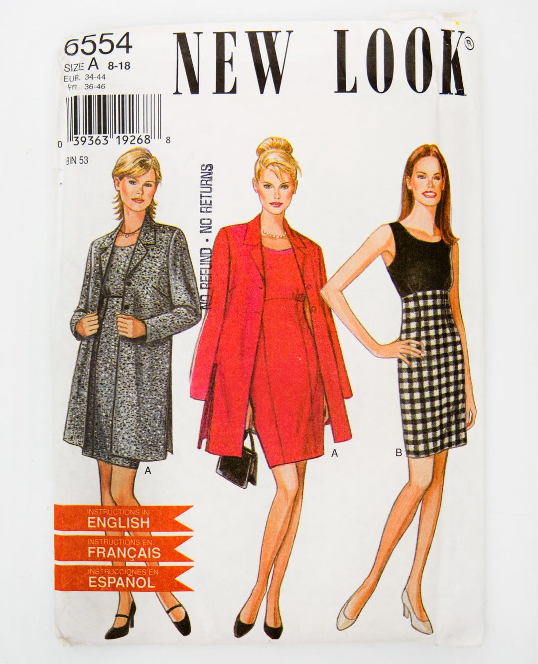 New Look Sewing Pattern 6554, Misses' Jacket, Dress, Vintage Pattern ...