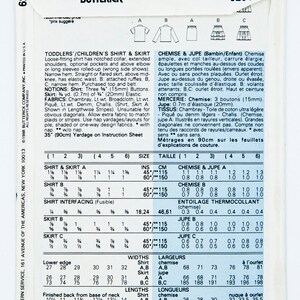 Butterick Sewing Pattern 6261, Toddlers'/childrens' Skirt, Shirt ...