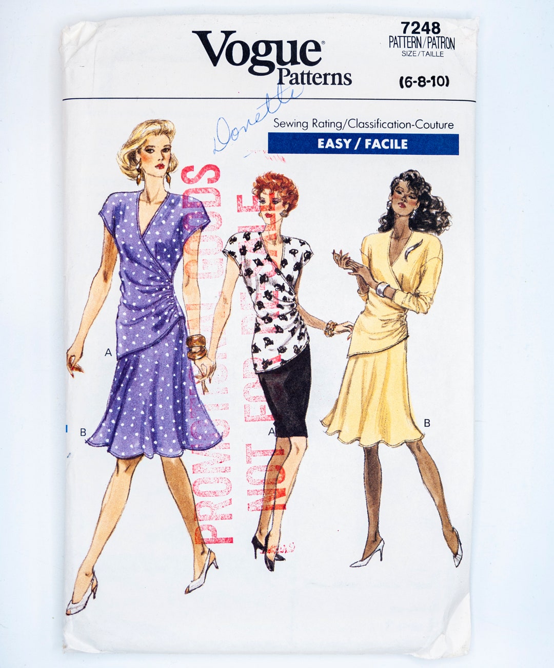 Vogue Sewing Pattern 7248, Misses' Top, Skirt, Vintage Pattern, Easy to ...