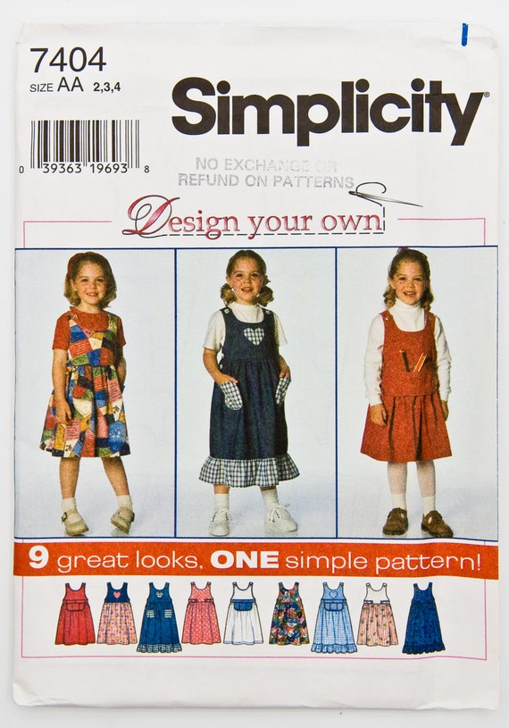 Simplicity Sewing Pattern 7404 Girls' Jumper Size AA | Etsy