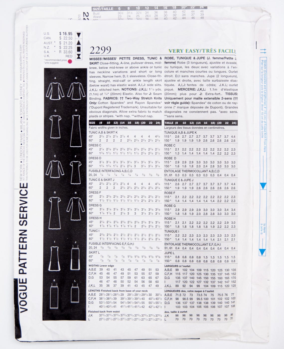 Vogue Sewing Pattern 2299, Misses' Dress, Tunic, Skirt, Vogue Easy ...