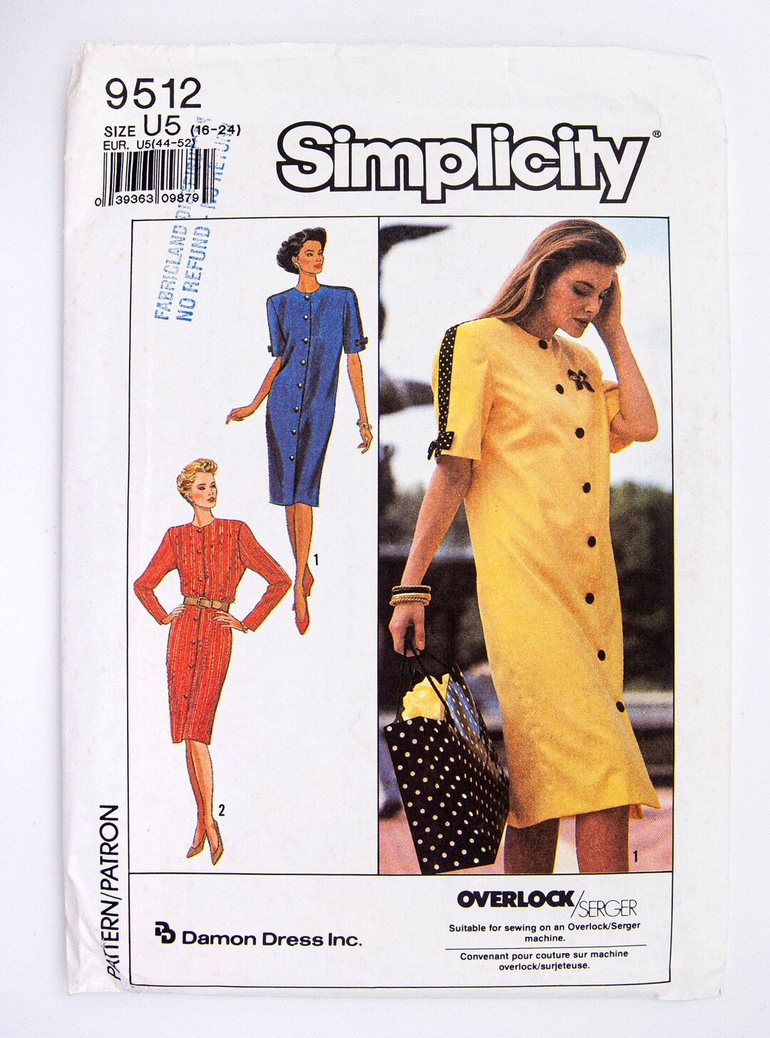 Simplicity Sewing Pattern 9512, Vintage Pattern, Misses' Dress, Easy to ...