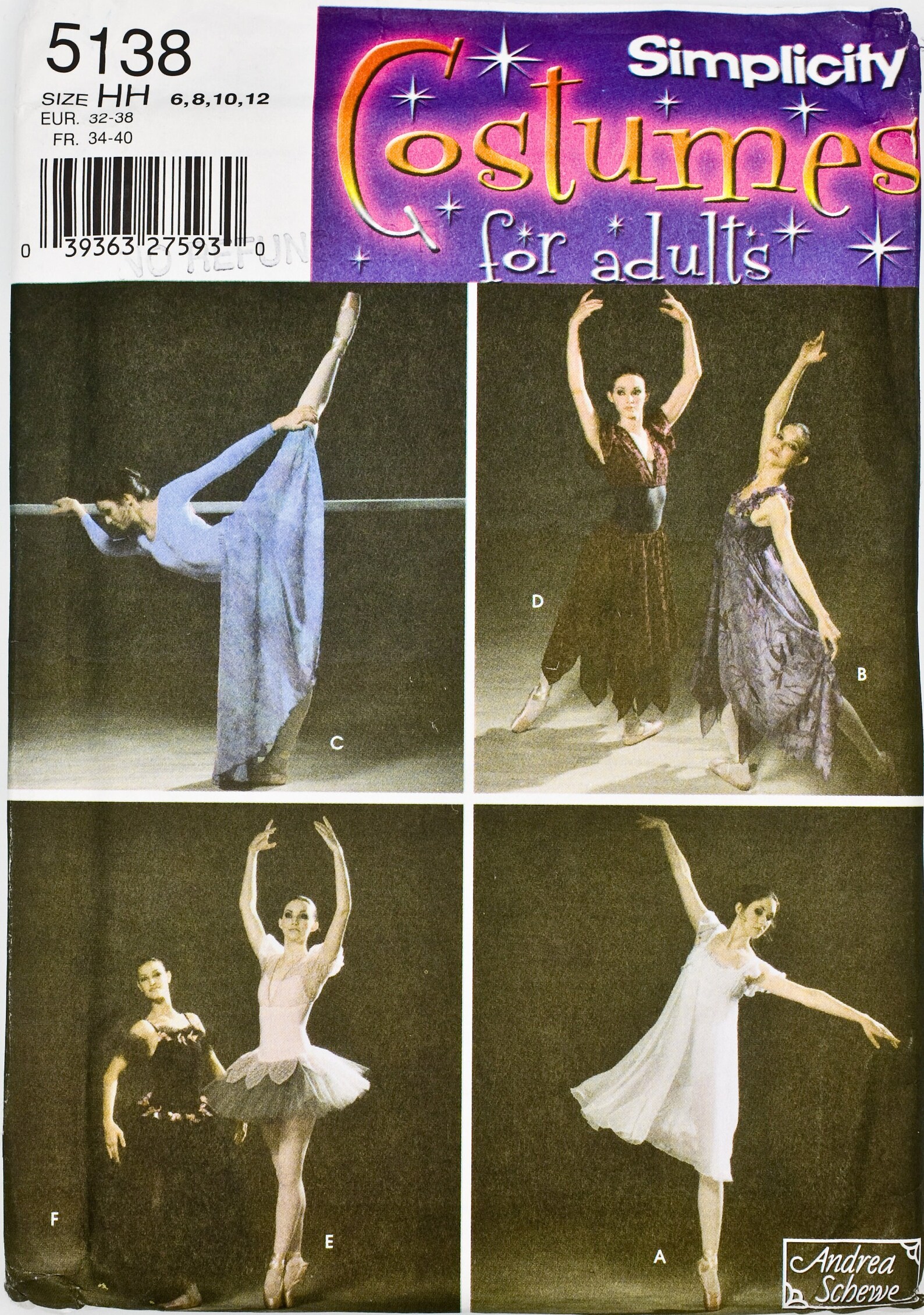 Simplicity Costumes Sewing Pattern 5138, Ballet Costumes for Adults ...