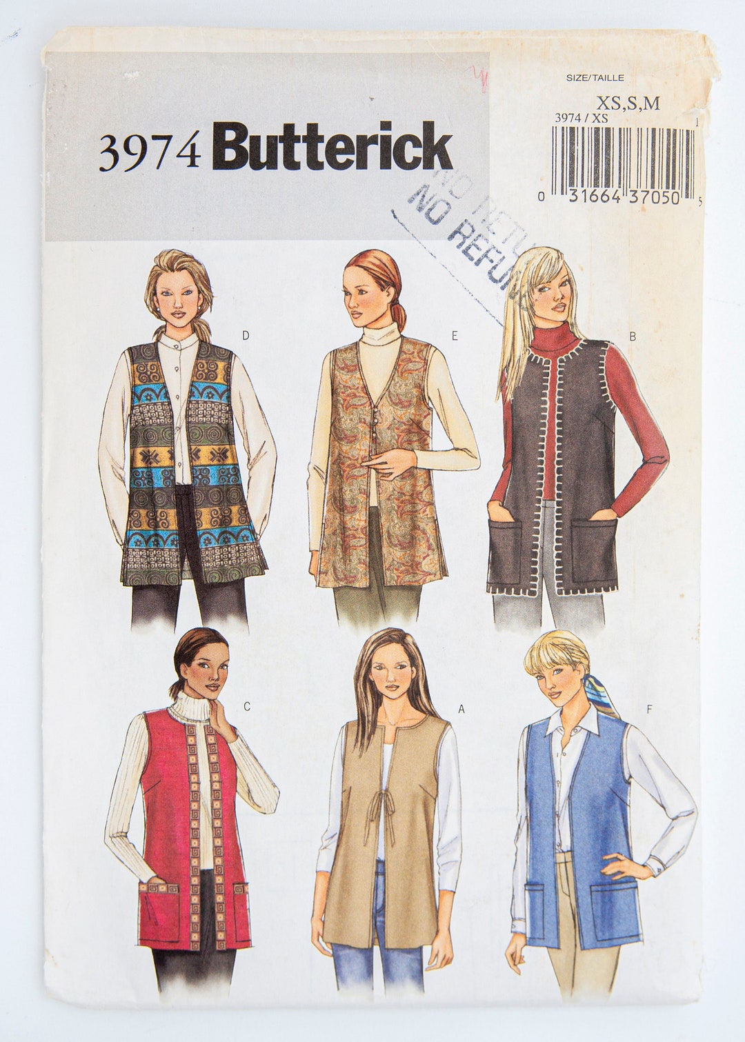 Butterick Sewing Pattern 3974, Vintage Pattern, Easy to Sew, Misses ...