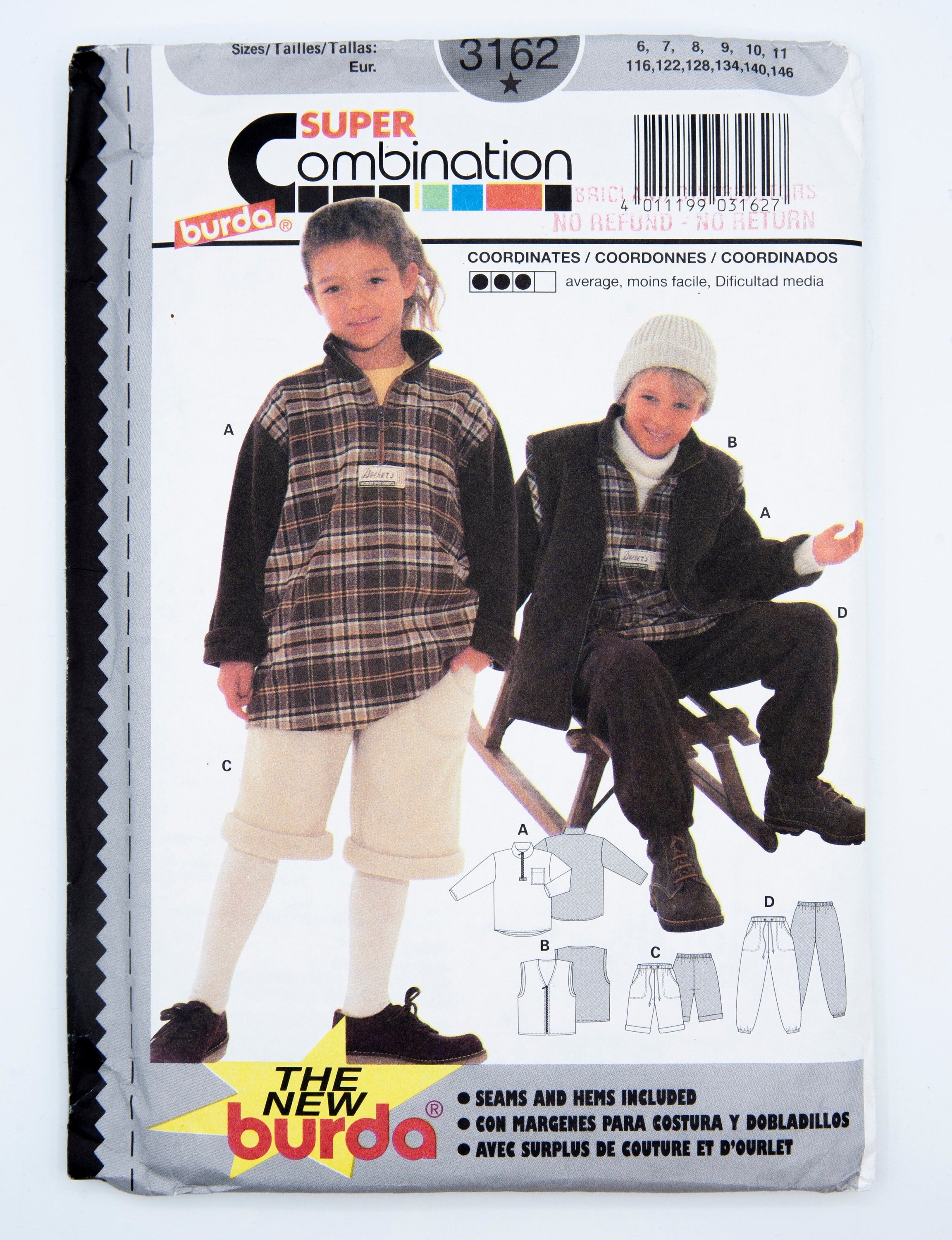 Burda Sewing Pattern 3162, Child/boy's/girl's Jumper, Vest, Shorts ...
