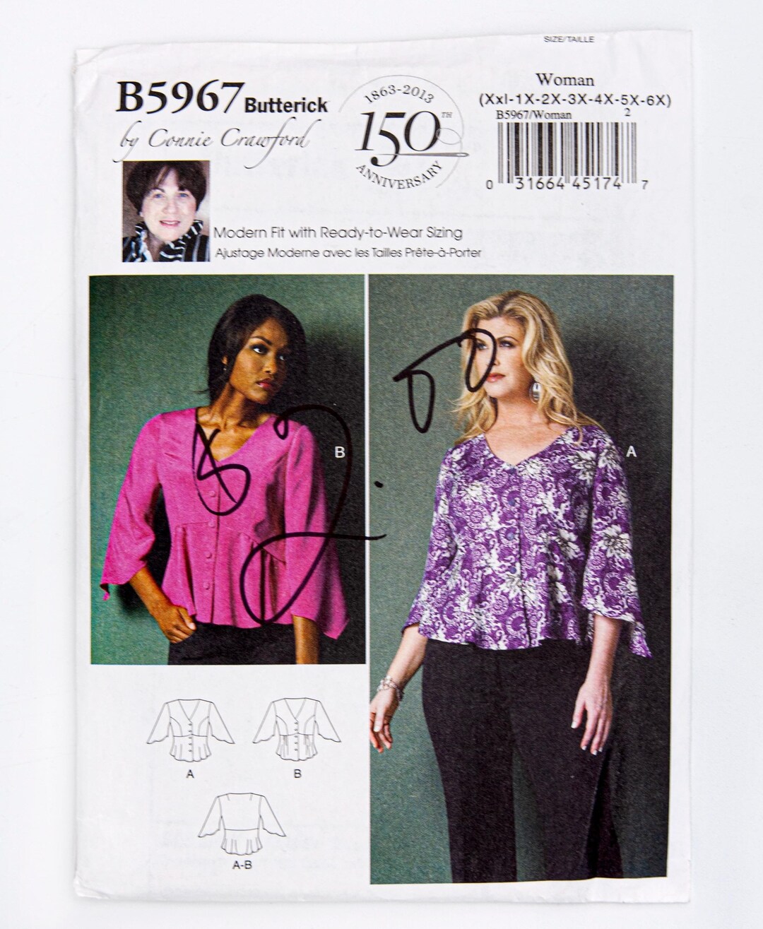 Butterick Sewing Pattern 5967, Misses' / Women's Top, Butterick 150 ...