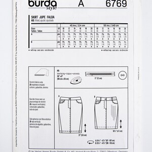 Burda Sewing Pattern 6769, Misses' Skirt, Size 10-20, UNCUT factory ...