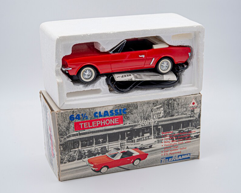 Vintage Telephone 64 1/2 Classic Ford Mustang, Red Telephone in Box ...