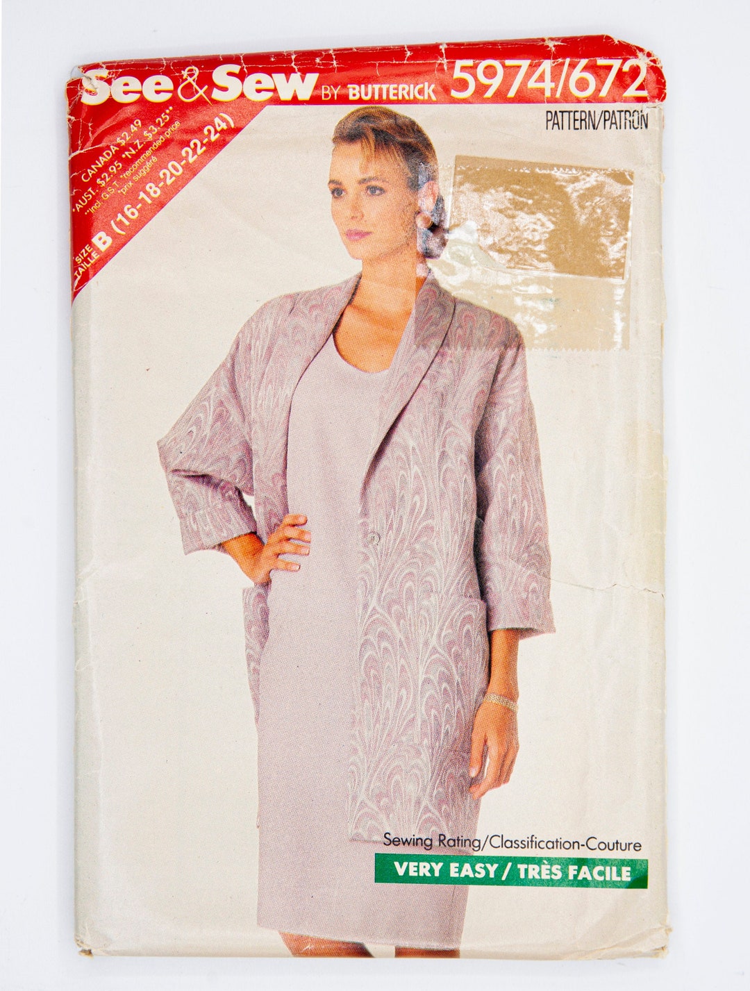 See N' Sew Sewing Pattern 5974/672, Misses' Dress, Jacket, Easy to Sew ...