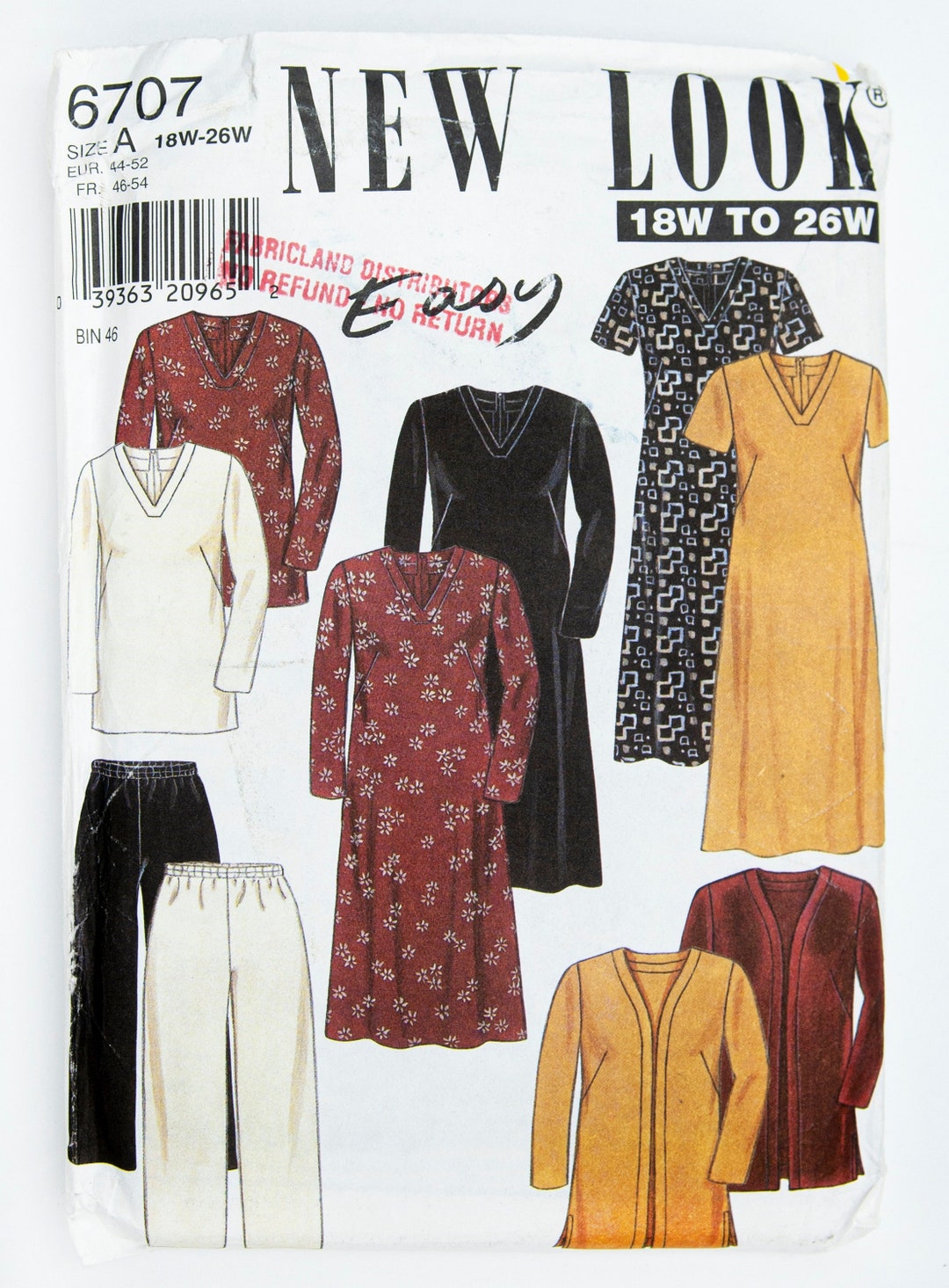 New Look Sewing Pattern 6707, Misses' Top, Pants, Jacket, Dress, Easy ...