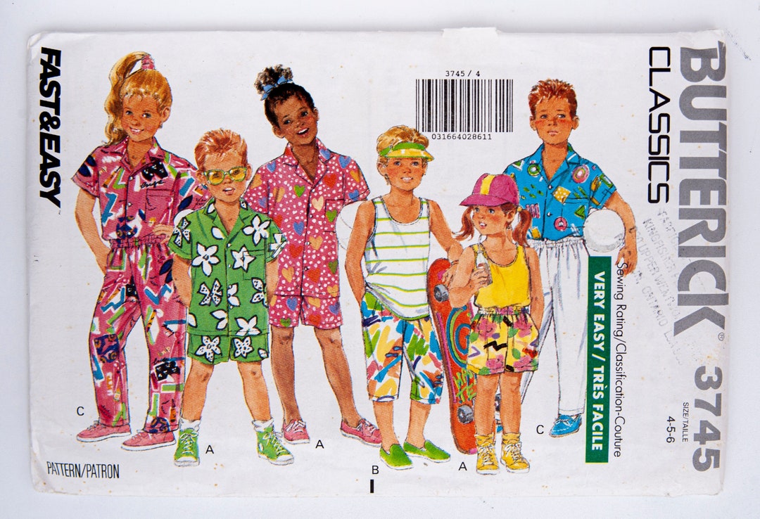 Butterick Sewing Pattern 3745, Children's Shirt, Top, Shorts, Pants ...