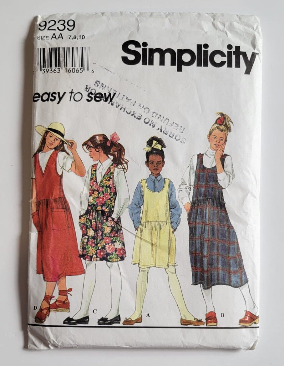 Simplicity Sewing Pattern 9239, Vintage Pattern, Girls' Jumper, Easy to ...