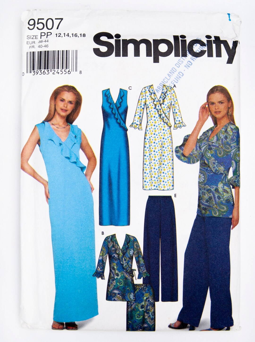 Simplicity Sewing Pattern 9507, Misses' Dress, Pants, Top, Skirt, Size ...