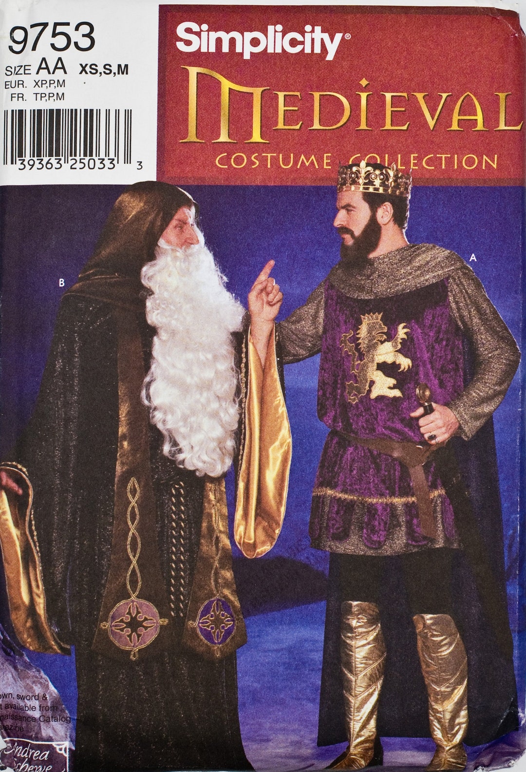 Simplicity Costume Sewing Pattern 9753, Medieval Costume Collection ...