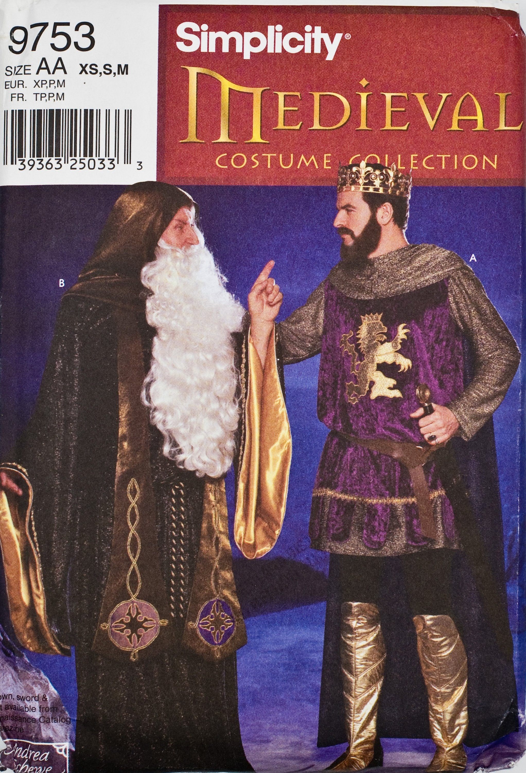 Simplicity Costume Sewing Pattern 9753, Medieval Costume Collection ...
