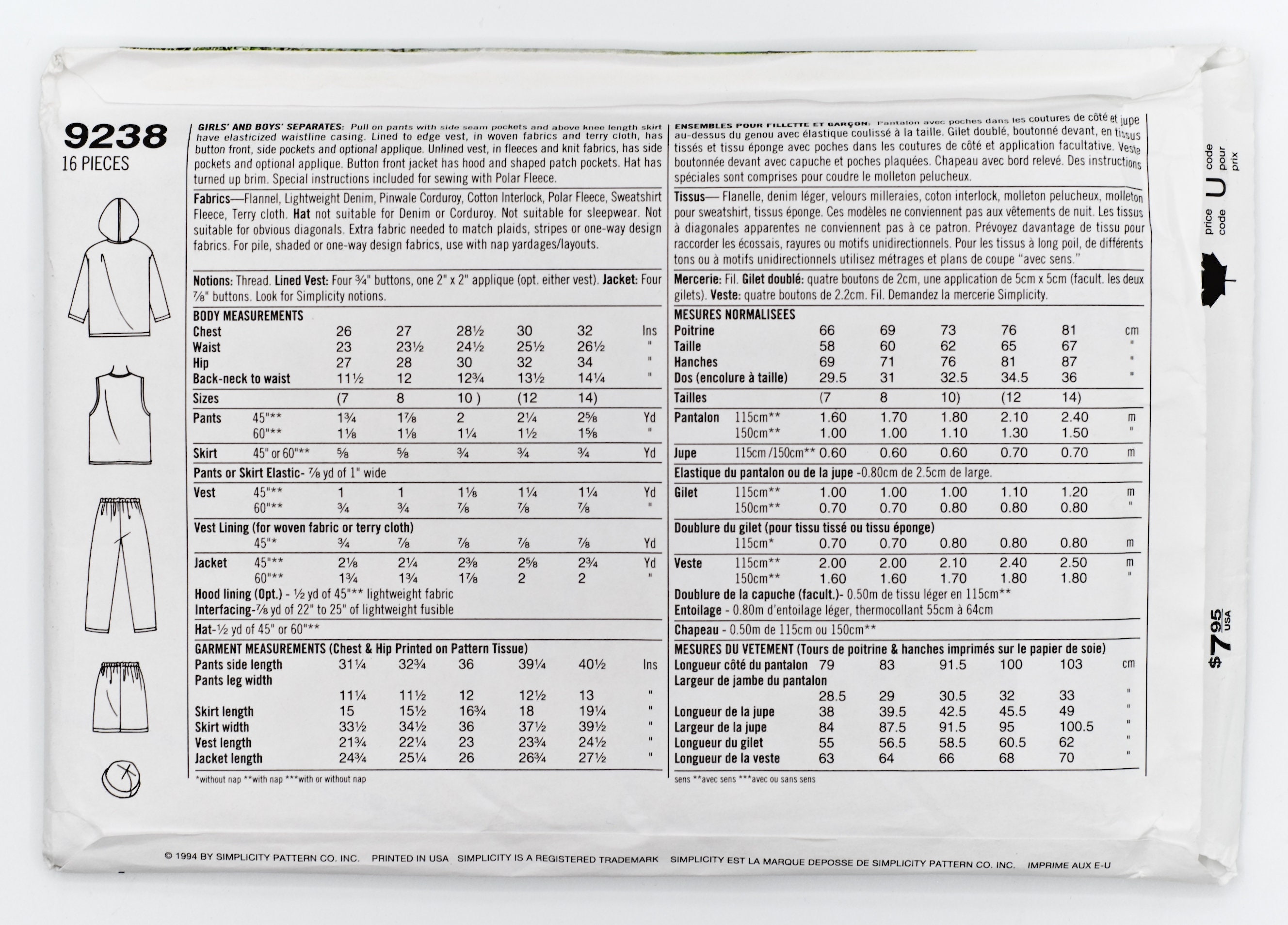 Simplicity Sewing Pattern 9238 Boys' and Girls' - Etsy