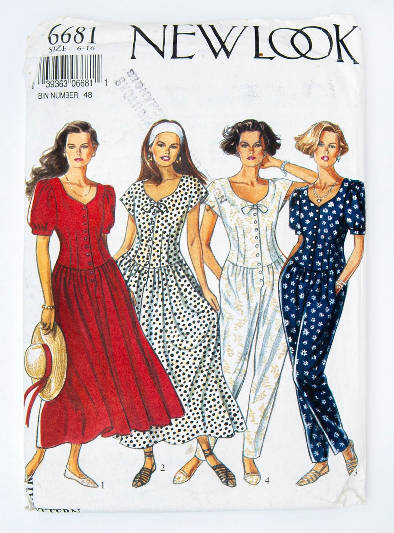 New Look Sewing Pattern 6681, Vintage Pattern, Misses' Jumpsuit, Dress ...