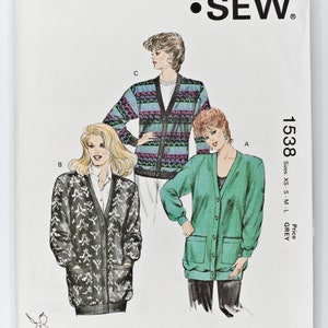Kwik Sew Sewing Pattern 1538, Vintage Pattern, Misses' Cardigans, Size ...