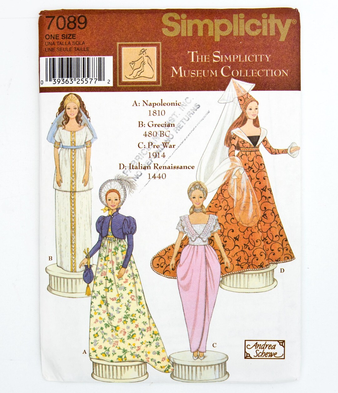 Simplicity Crafts Sewing Pattern 7037, Museum Collection Clothes for 11 ...