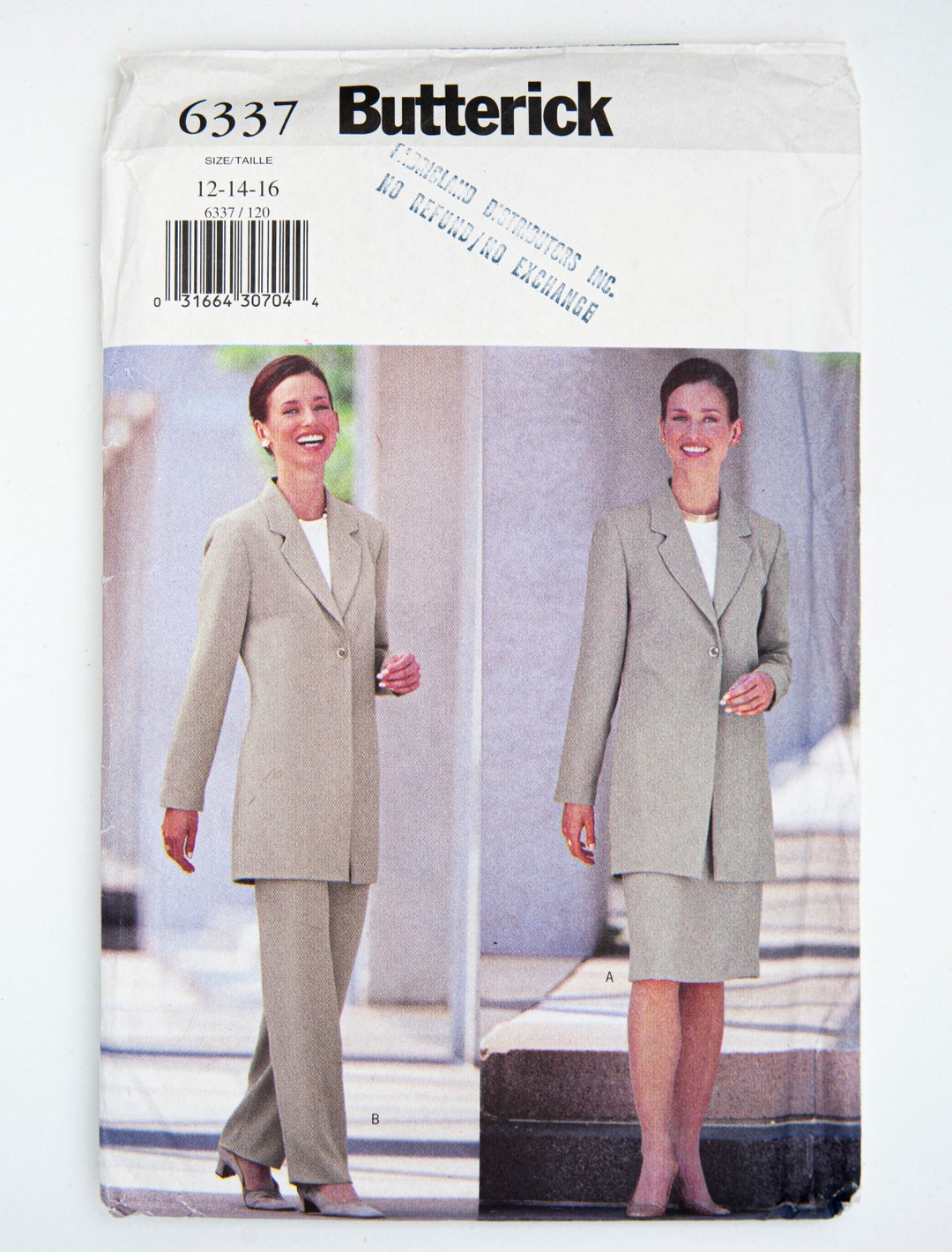 Butterick Sewing Pattern 6337, Misses' Jacket, Skirt, Pants, Vintage ...