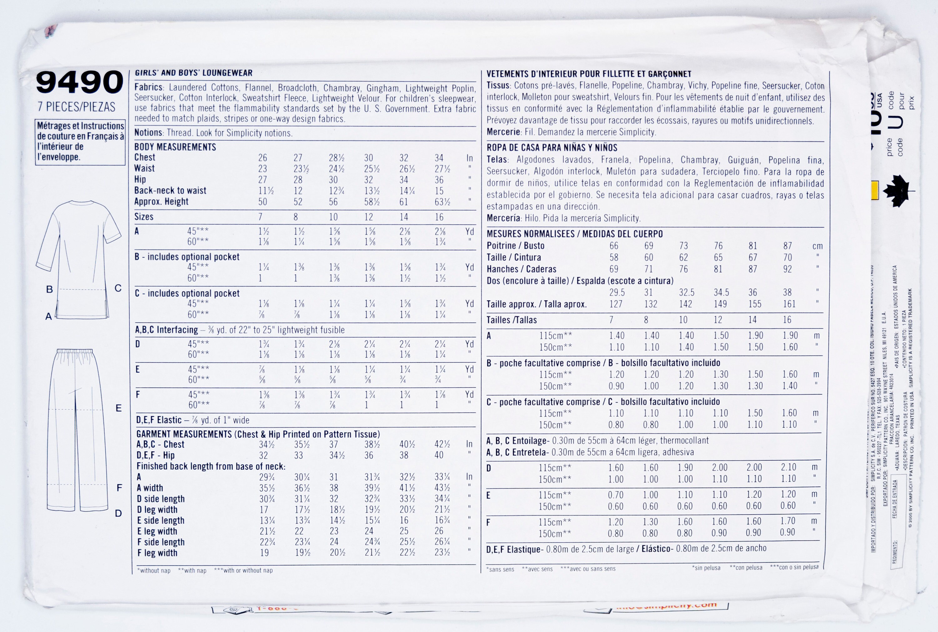 Simplicity Sewing Pattern 9490, Easy to Sew, Boys'/girls' Pants, Shorts ...