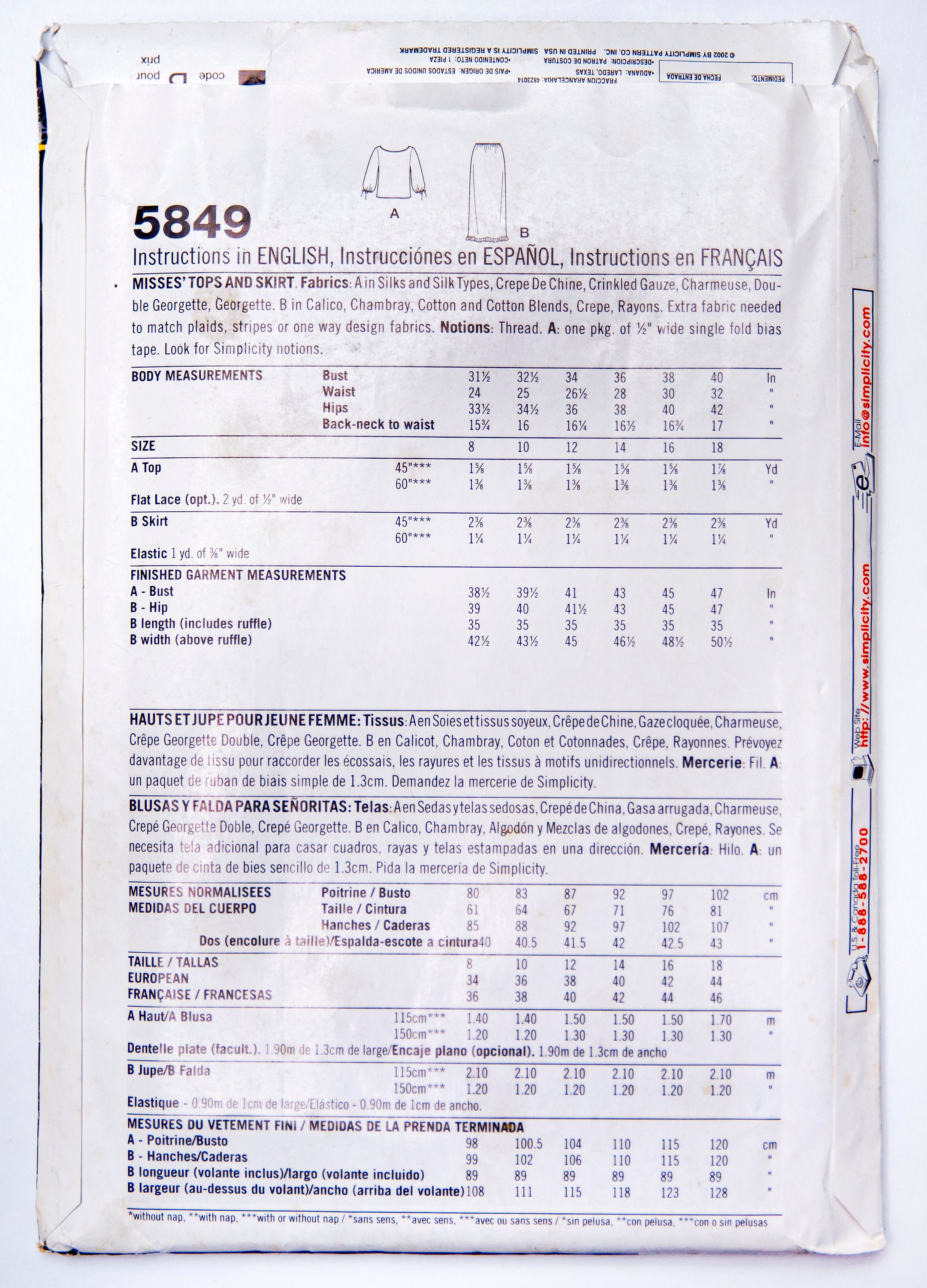 Simplicity Sewing Pattern 5849 Easy to Sew Misses' Top - Etsy