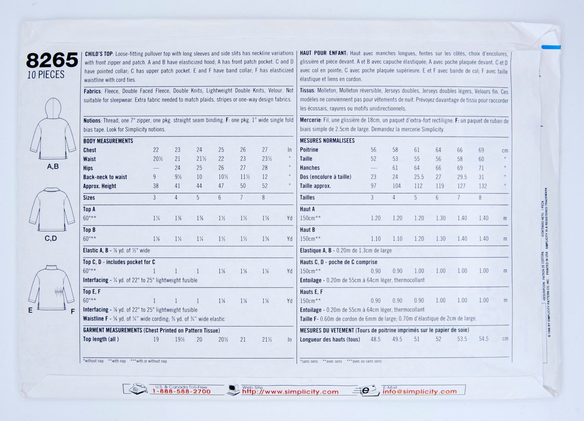 Simplicity Sewing Pattern 8265, Child's Top, Easy to Sew, Vintage ...