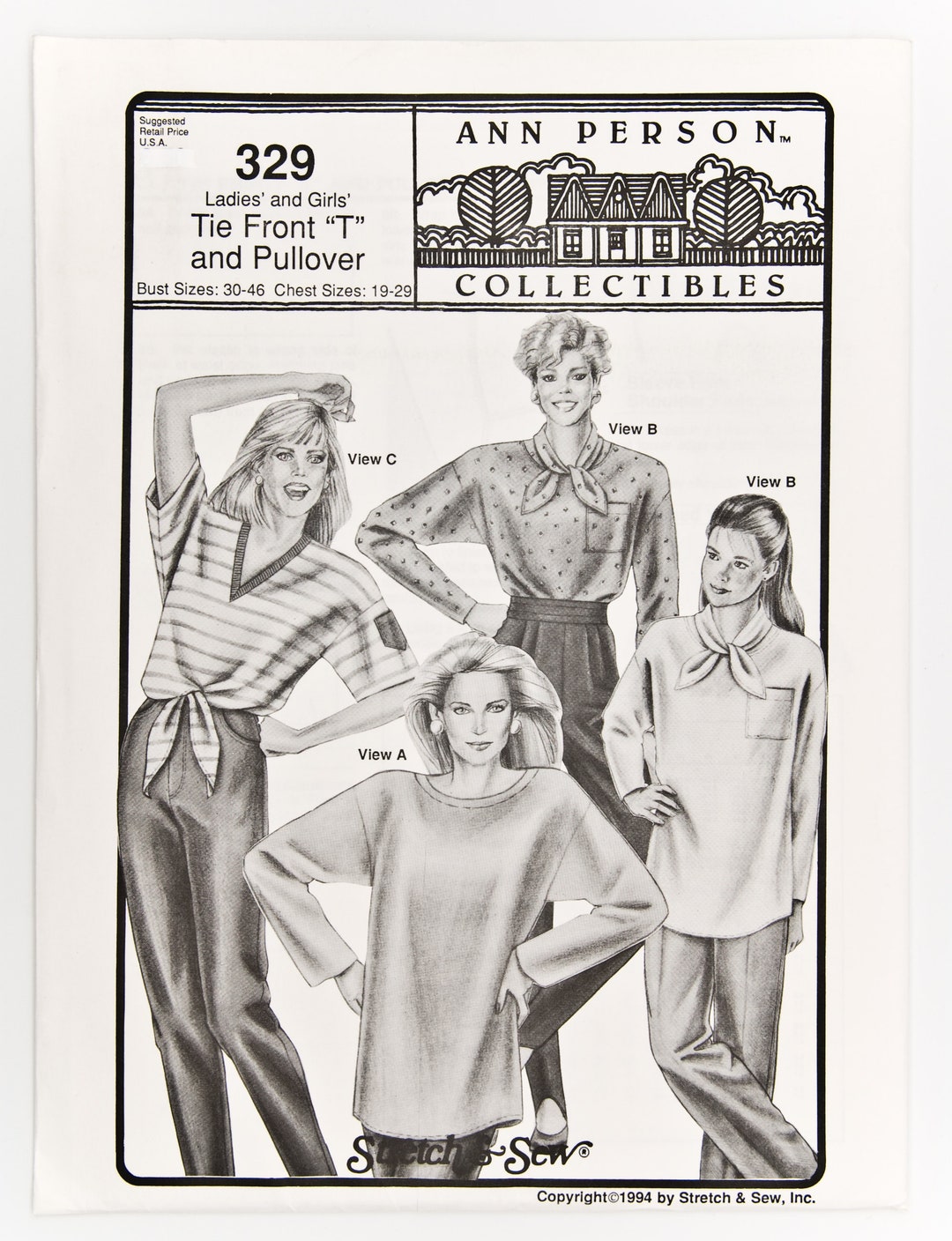 Ann Person Collectibles Stretch & Sew Pattern 329, Vintage Pattern, Tie ...