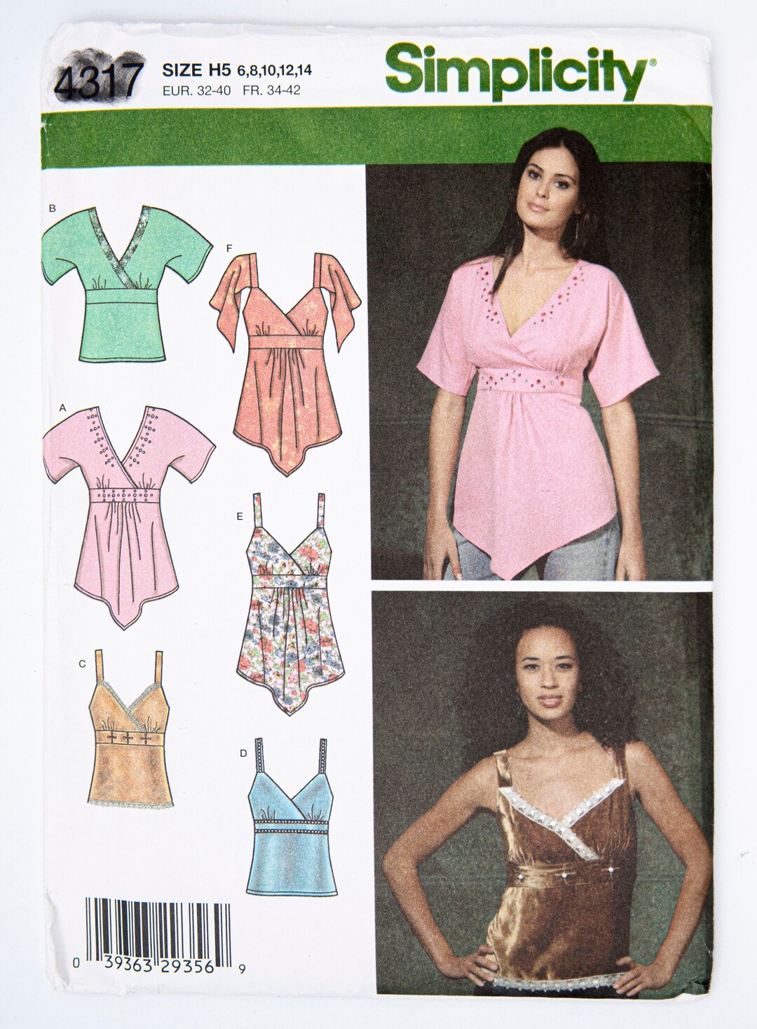Simplicity Sewing Pattern 4317, Misses' Top, Size 6-14, UNCUT (factory ...