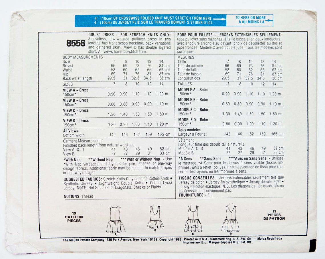 Mccall's Sewing Pattern 8556, Vintage Pattern, Easy to Sew, Girl's ...