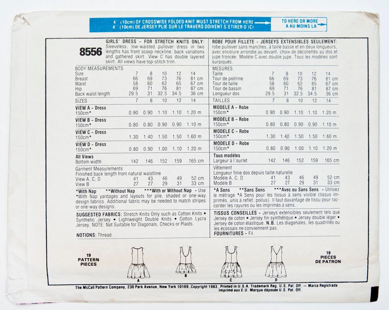 Mccall's Sewing Pattern 8556, Vintage Pattern, Easy to Sew, Girl's ...