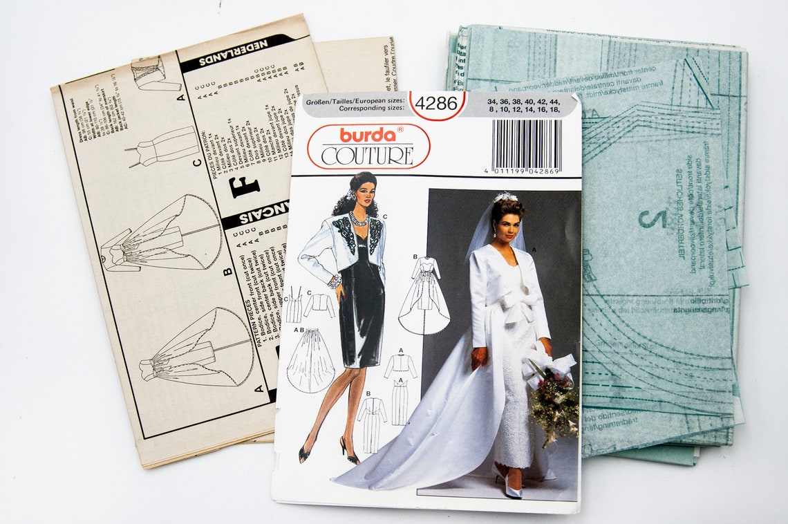 Burda Couture Sewing Pattern 4286, Wedding/ Bridal Dress, Jacket, Skirt ...