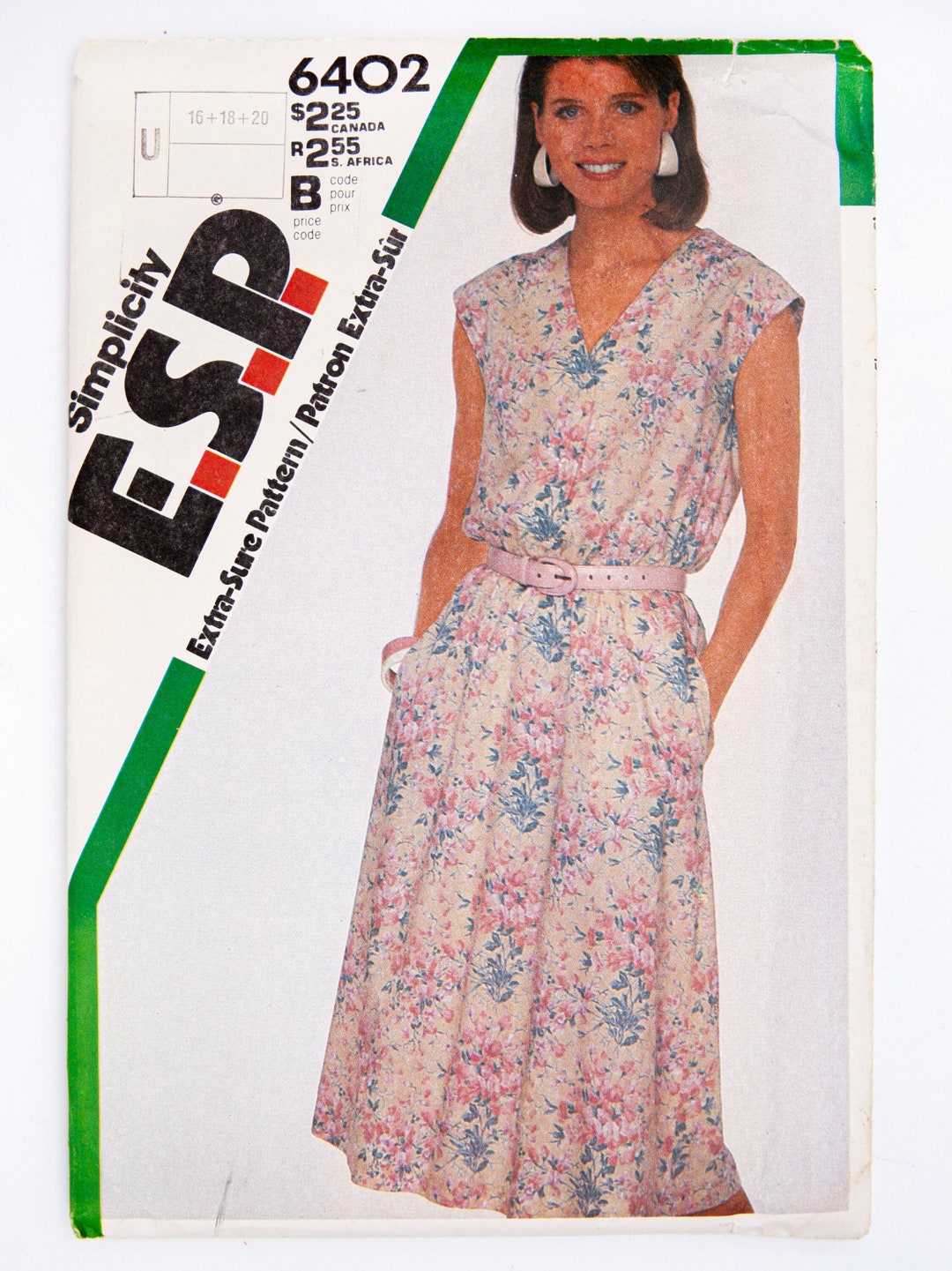 Simplicity Sewing Pattern 6402, Misses' Pullover Dress, ESP, Vintage ...
