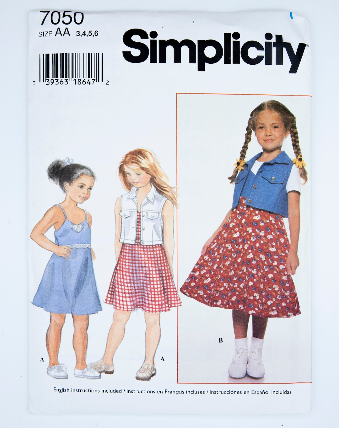 Simplicity Sewing Pattern 7050, Child's Dress, Vest, Vintage Pattern ...