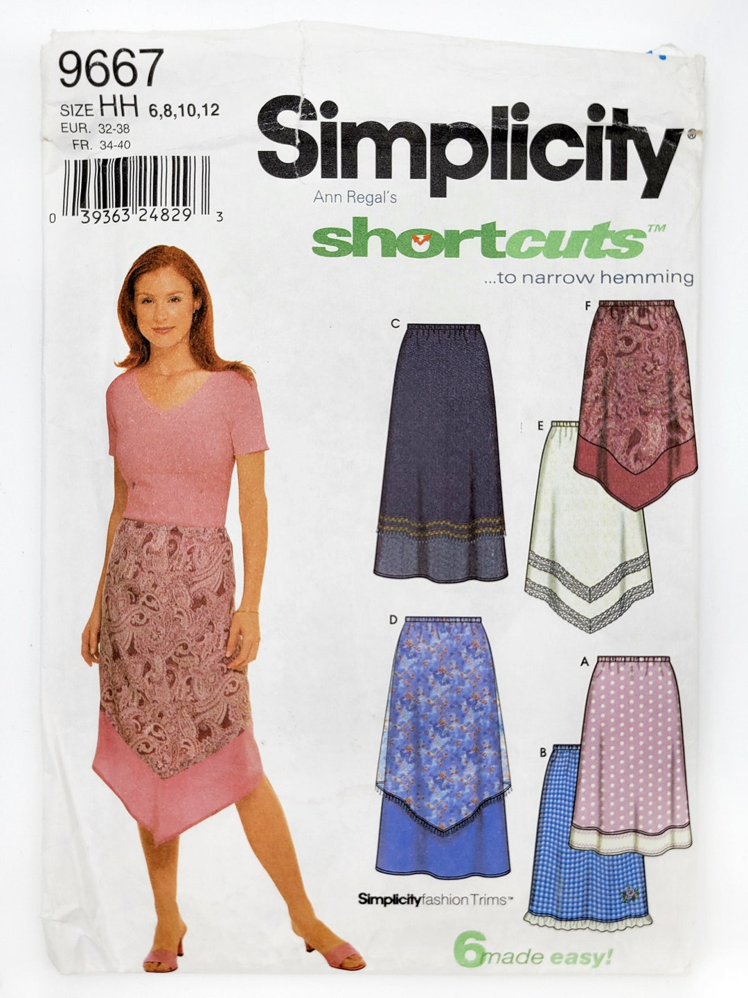 Simplicity Sewing Pattern 9667, Misses' Skirt, Vintage Pattern, by Ann ...