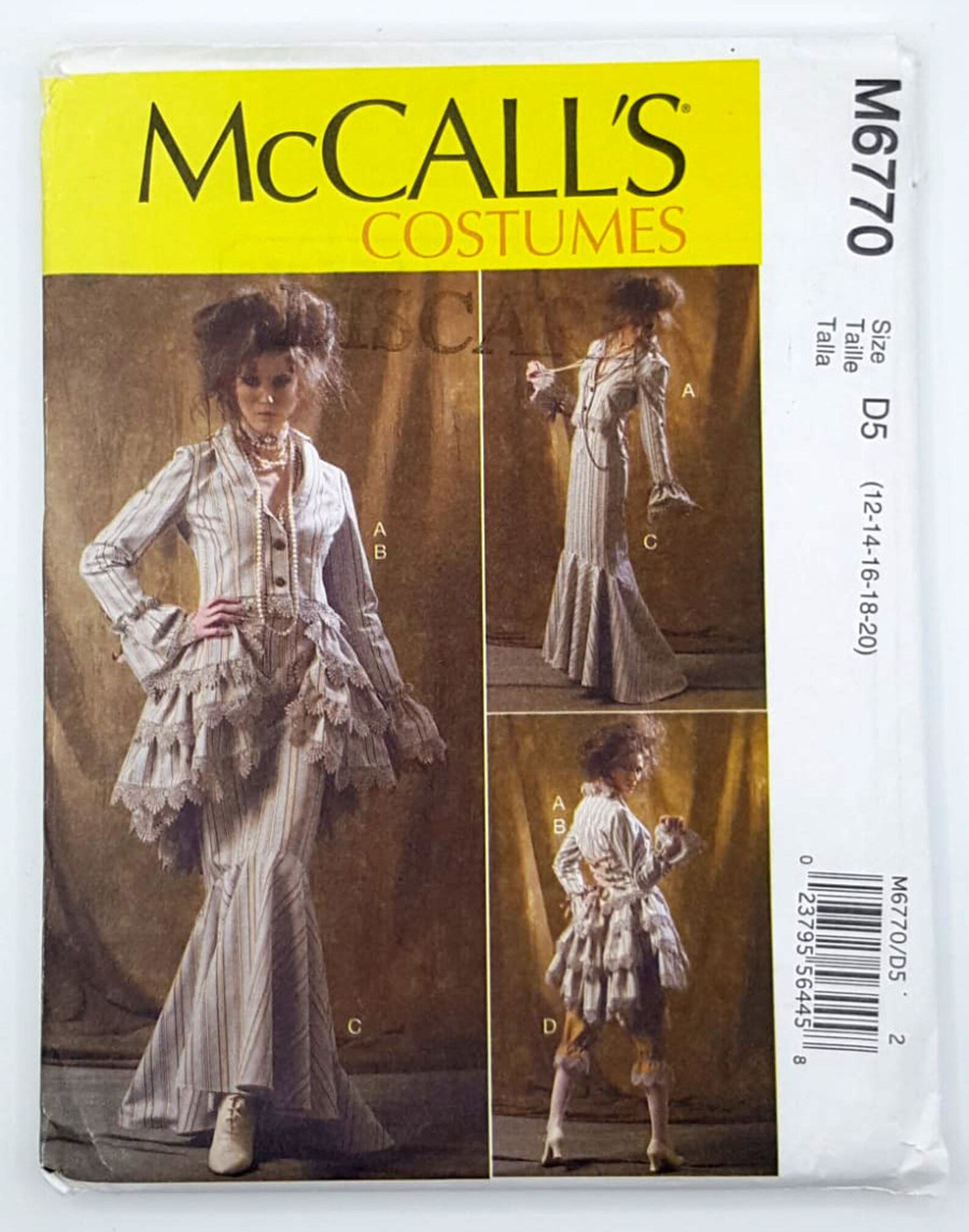 Mccall's Costumes Sewing Pattern 6770, Historic Costume, Misses' Jacket ...