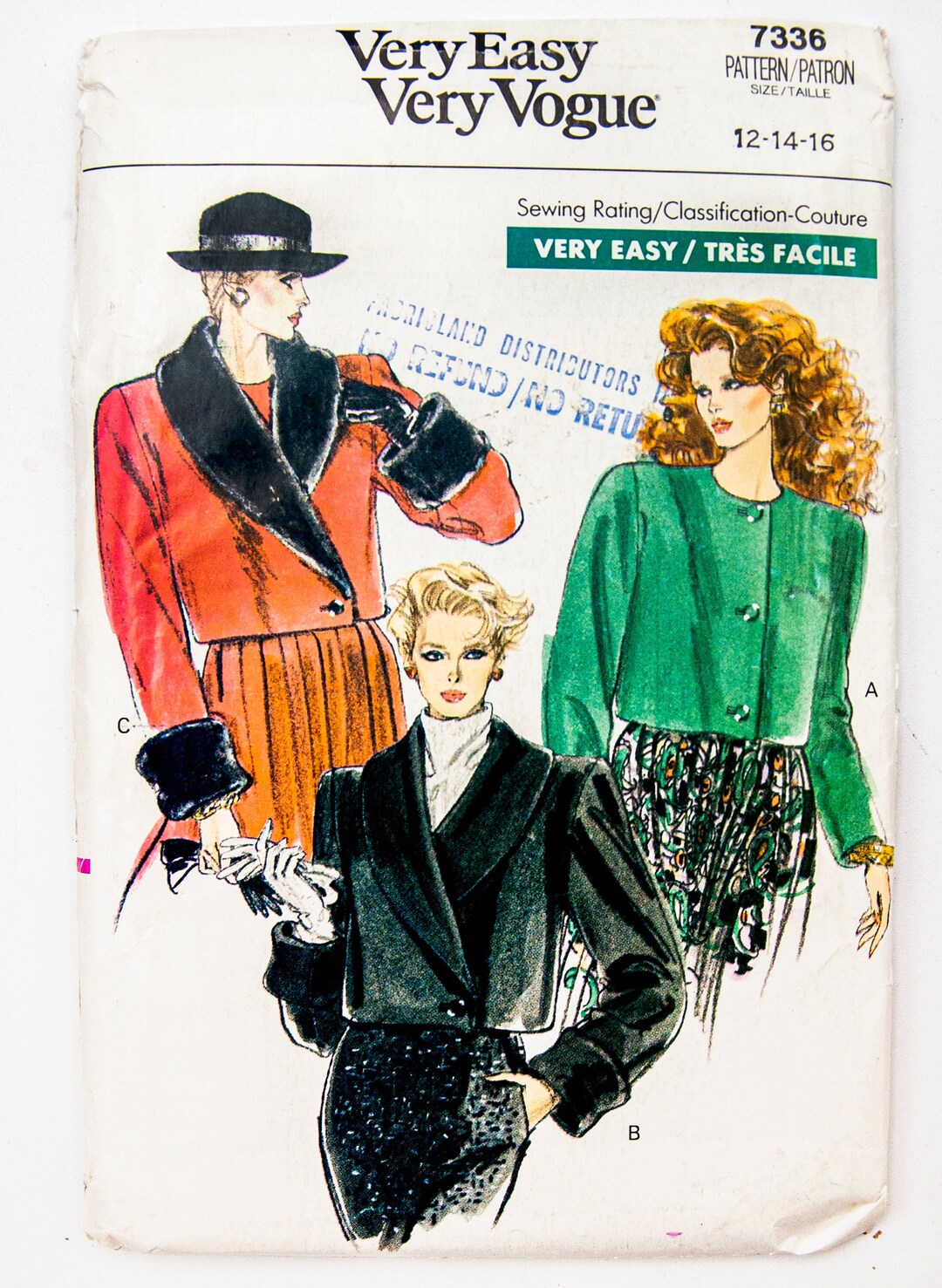 Vogue Sewing Pattern 7336, Misses' Half-size Jacket, Easy to Sew ...