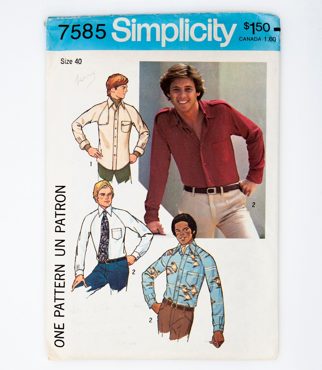 Simplicity Sewing Pattern 7585, Vintage Pattern, Men's Shirt, Size 40 ...
