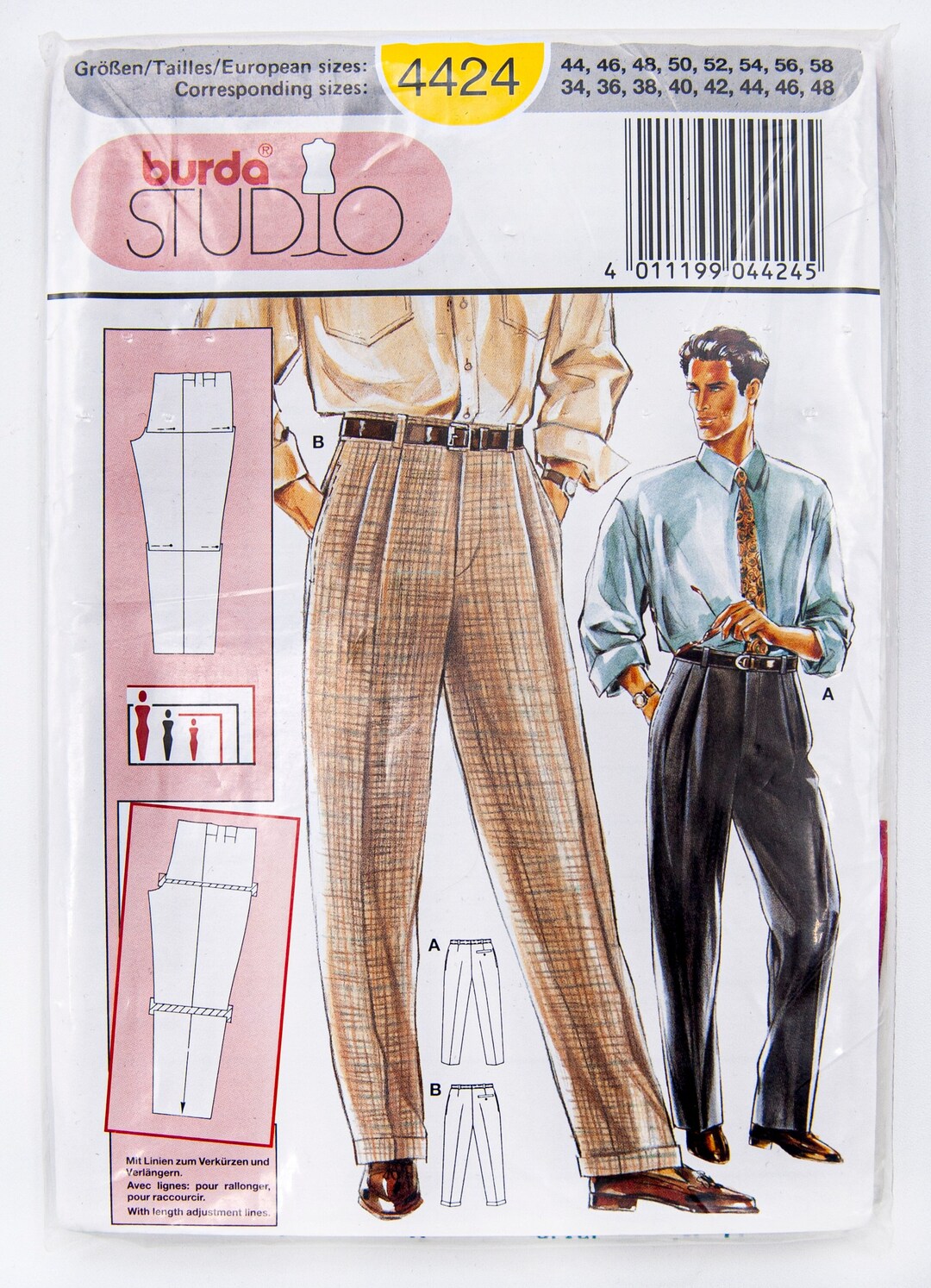 Burda Sewing Pattern 4424, Vintage Pattern, Men's Costume Pants, Burda ...