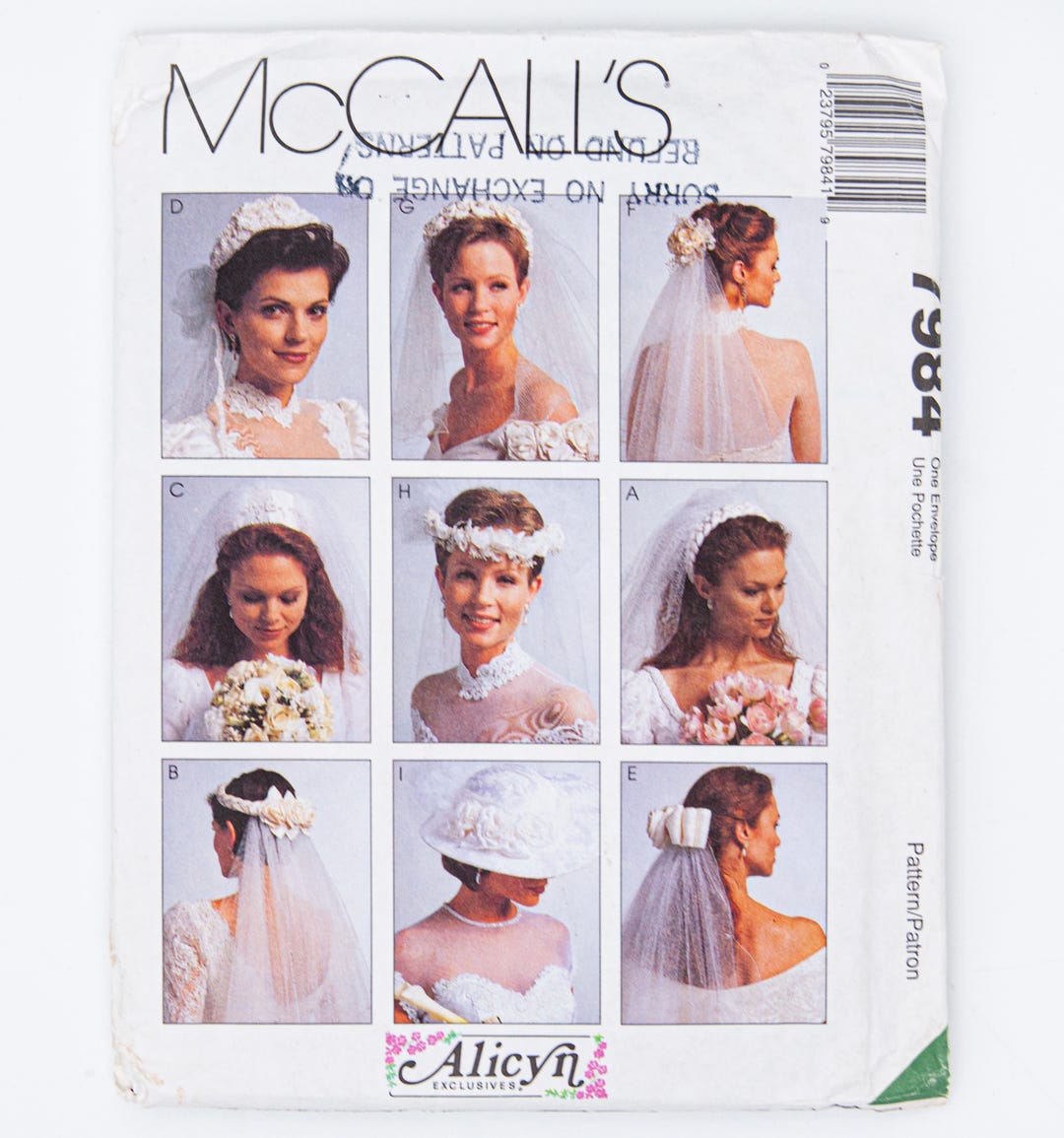 Mccall's Sewing Pattern 7984, Bridal Veils, Alicyn Exclusive, Vintage ...