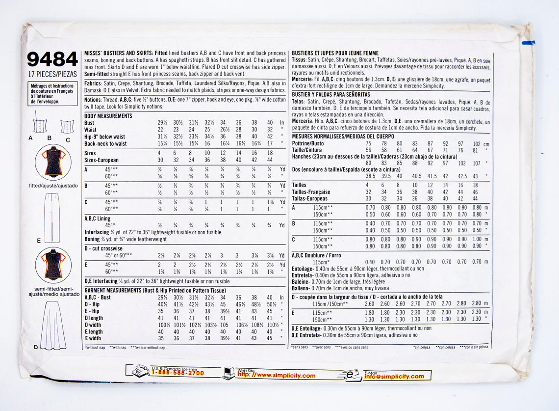 Simplicity Sewing Pattern 9484, by Jessica Mcclintock, Misses' Bustier ...